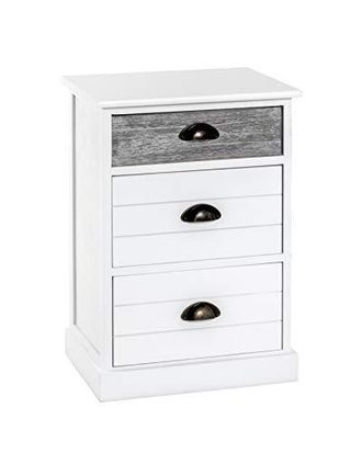 Haku Möbel Commode Gris, Blanc, Bois Massif, métal - Dim.: L 41 cm x H 60 cm x P 31 cm, Style: Coastal Furniture