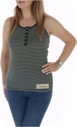 Converse Femme, Tops, Multicolore, Taille: 40 FR D&eacute;bardeur Ray&eacute; Sans Manches Boutonn&eacute;