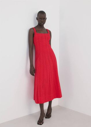 Mango Robe &eacute;vas&eacute;e ajour&eacute;e et brod&eacute;e rouge - Femme - XS - MANGO