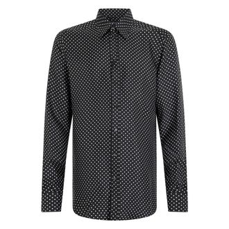 Dolce & Gabbana Seiden-Twill-Hemd mit Polka-Dot-Print - - Shirts - Herren - Schwarzk - XL