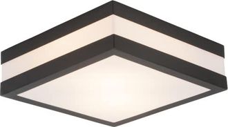 Lightbox Outdoor Deckenlampe | 9 x 29 cm | 2 flammige Außen Wand- & Deckenleuchte | für Terasse oder Gartenhaus | 2 x E27 Fassung | aus Edelstahl/Kunststoff in