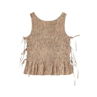 Ganni Femme, Blouses et Chemises, Beige, Taille: 36 FR Haut Smock en maille extensible imprim&eacute;e