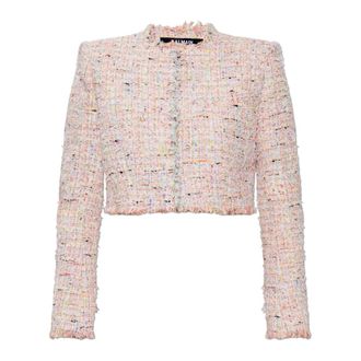 Balmain Cropped Tweed Jacke - - Jackets - Damen - Rosa - XS