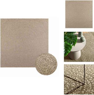 vidaXL Teppich ZIZUR Beige 200x200 cm Jute-Optik Indoor und Outdoor - Teppich - Au&szlig;enteppich - Fu&szlig;matte - Bodenmatte