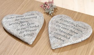 Gilde Gedenkherz Granit-Design flach mit Spruch