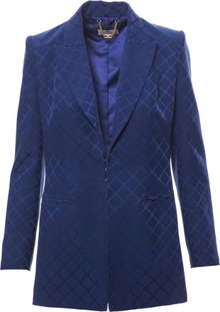 Elisabetta Franchi Femme, Vestes, Bleu, Taille: 40 FR Veste en satin avec jacquard losanges