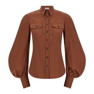 Brunello Cucinelli Stretch Cotton Poplin Shirt - - Blouses & Shirts - Damen - Braun - M