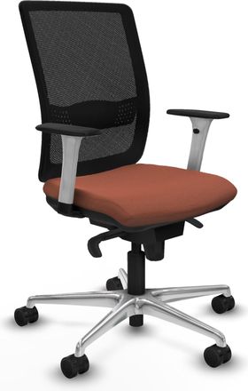 Piqueras y Crespo B&uuml;rostuhl aus Stoff, h&ouml;henverstellbar, mit Rollen und schwarzen Armlehnen, h&ouml;henverstellbare Lendenwirbelst&uuml;tze, Schwarz/Braun