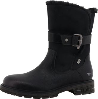 Mustang Jeans Damen Stiefelette mit Blockabsatz und Warmfutter 15M0022001, Gr&ouml;&szlig;e:37 EU, Farbe:Schwarz