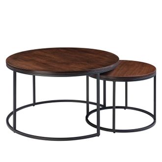 M&oslash;rteens home24 Couchtisch Marias I 2er-Set &Oslash; 80cm Schwarz/Braun/Walnuss