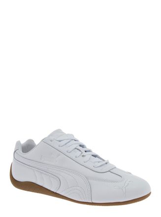 Puma Unisex White Low Top Sneakers With Embossed Logo Leather Trainers