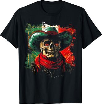 Trendy Apparel Skeleton Calavera Mexican Flag Bandera Mexico T-Shirt