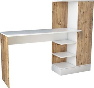 Concept Usine | Bureau avec Rangements | Design TEHDA Bois et Blanc | Style Contemporain Tr&egrave;s &Eacute;l&eacute;gant | Astucieux, Fonctionnel et Robuste | Espace de Travail avec R