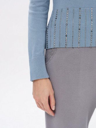 Passioni Rollkragenpullover mit Strass-Besatz