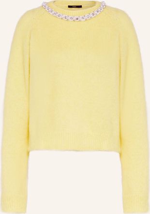 Maje Pullover Mit Alpaka Und Schmuckperlen gelb