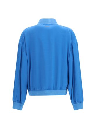 Versace Womens Silk Zipper Jacket Azur