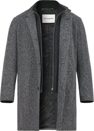Roy Robson Herren Mantel grau Mikrofaser unifarben