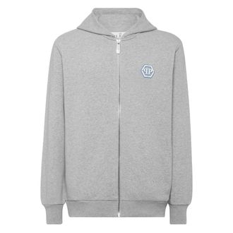 Philipp Plein Homme, Sweatshirts et sweats &agrave; capuche, Gris, Taille: 2XL Veste zipp&eacute;e &agrave; capuche