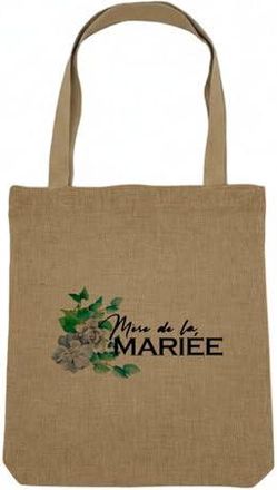 Fabulous Sac Shopping Tote Bag Aspect Lin - M&egrave;re de la Mari&eacute;e Mariage Mari&eacute;e Fleurs Bleues - Sac de Courses Toile Epaisse 360g Beige Naturel Cabas Port&eacute; Epaule
