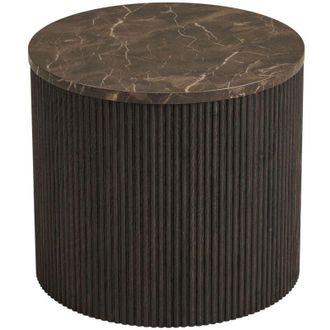 M&S Collection Ida Couchtisch Eckentisch &Oslash;45cm Marmor Dekor braun