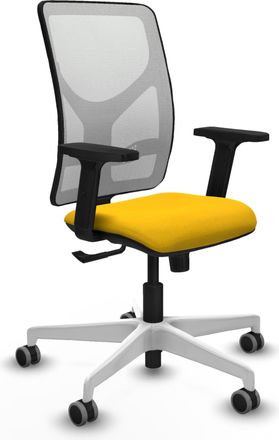 Piqueras y Crespo Computerstuhl mit 2D-Armlehnen, h&ouml;henverstellbare Lendenwirbelst&uuml;tze, ausgestattet mit 3 Positionen und Schneideschaum, 65 mm Rollen, Parkett, Wei&szlig;/Ge