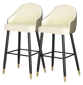 Generic Set mit 2 Barhockern, Sitzfl&auml;che mit Fu&szlig;st&uuml;tze und R&uuml;ckenlehne, Lederpolsterung, Metallbeine/48 x 47 x 94 cm