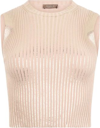 PESERICO Femme, Tops, Beige, Taille: 38 FR Top c&ocirc;tel&eacute;