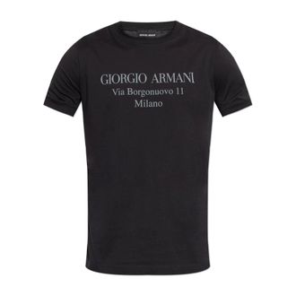 Giorgio Armani Homme, Tops, Noir, Taille: 2XL T-shirt ras du cou Borgonuovo 11