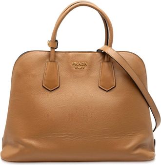 Prada 2013-2025 Saffiano Cuir Dome Bag satchel - Braun