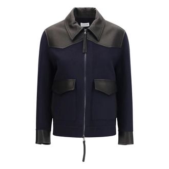 P.A.R.O.S.H. Lederbesetzte Jacke - - Jackets - Damen - Blau - XS