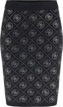 Guess Femme, Jupes, Noir, Taille: 42 FR Rhinestones 4G Swtr Skirt