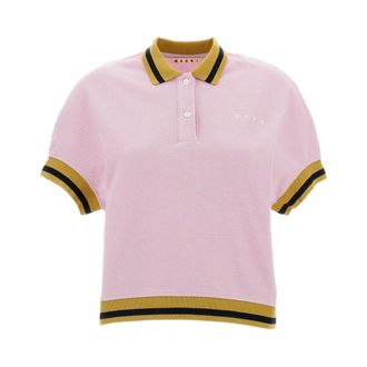 Marni Femme, Tops, Rose, Taille: 38 FR Polo en Piqu&eacute; avec D&eacute;tails Ray&eacute;s