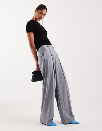 Mango Nat - Pantalon barrel habill&eacute; densemble - Bleu cendr&eacute;