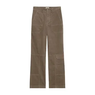 Zadig&Voltaire Femme, Pantalons, Beige, Taille: 38 FR Pantalon droit en velours c&ocirc;tel&eacute;