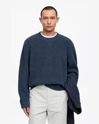 Arket Pullover Aus Baumwolle Und Leinen -Blau