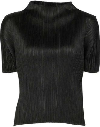 Pleats Please Issey Miyake Top - Schwarz