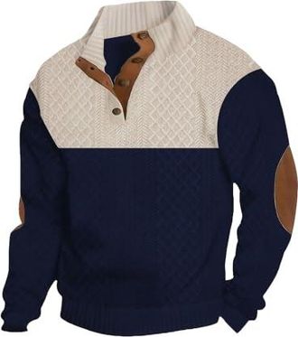 Generic Sweat-shirts pour hommes et hommes - Pull dhiver Langarm Kapuzenpullover - Haut dextérieur - Pull à coupe ajustée, bleu marine, 3XL