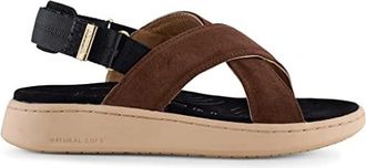 Woden Femme Luna Suede Sandales Plates, 067 Marron, 38 EU