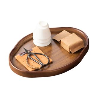 Generico Serviertablett aus Holz, Tablett f&uuml;r Tee und Snacks, 40 x 25 cm, &ouml;kologischer, rustikaler Fr&uuml;hst&uuml;ckskeks f&uuml;r K&uuml;che, Wohnzimmer, Esszimmer, Party, Bar,