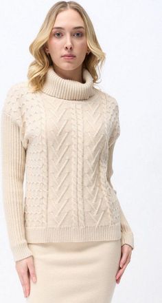 Passioni Strickpullover Rollkragenpullover mit Zopfmuster