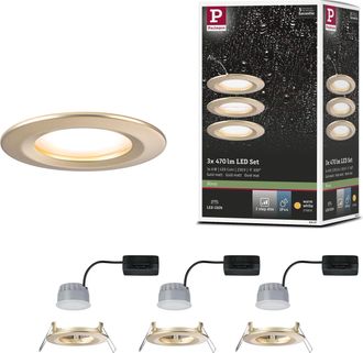 Paulmann 92407 LED Einbauleuchte 3-Step-Dim Nova Coin IP44 rund 74mm Coin 3x6W 3x470lm 230V dimmbar 2700K Gold matt