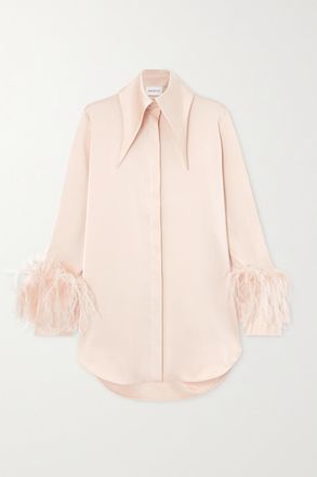 16Arlington Seymour Hemd Aus Stretch-satin Mit Federn - Pink