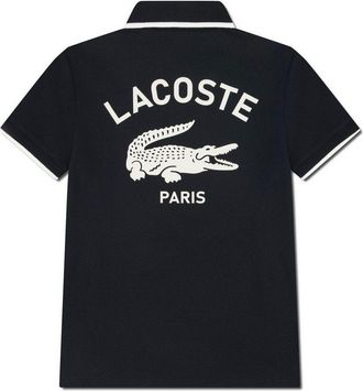 Lacoste Poloshirt Lacoste Jungen-Poloshirt Petit Piqu&eacute; mit gestreiftem Kragen - Schwarz