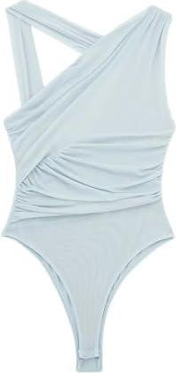 Generic YUJIEBB Combinaison &agrave; imprim&eacute; l&eacute;opard pour femme Coupe ajust&eacute;e Creux Irr&eacute;gulier sans manches Body f&eacute;minin d&eacute;t&eacute; Mode Lady Combishort, bleu clair, S