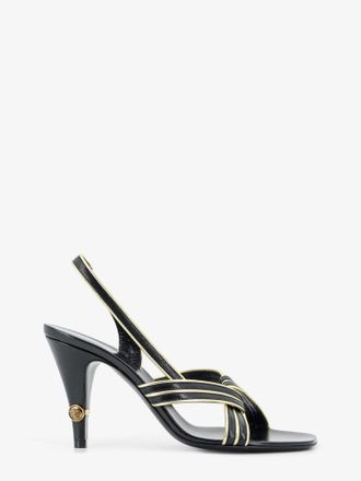 Versace Gianni leather sandals with contrasting metallic profiles - VERSACE - gender_Woman