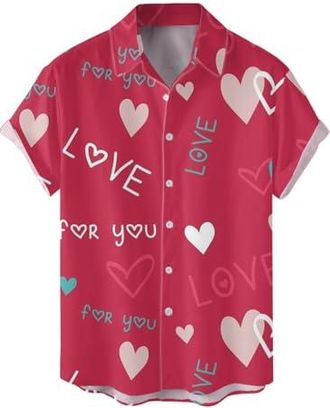 Generic Chemise &agrave; manches courtes pour homme avec impression num&eacute;rique 3D et revers &agrave; boutons, Noir, XXL