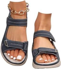 Generic Sandales compens&eacute;es orthop&eacute;diques pour femme avec sangle de cheville - Soutien de la vo&ucirc;te plantaire - Chaussures &agrave; bout ouvert - Espadrilles &agrave; talon 
