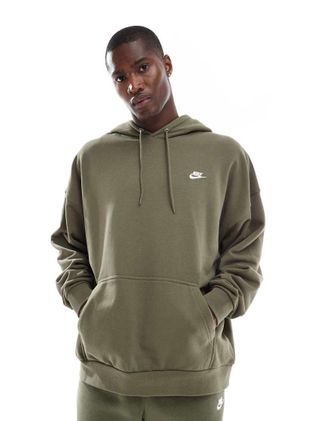Nike Club - Sweat &agrave; capuche oversize en tissu &eacute;ponge - Kaki-Vert