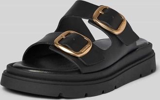 Tamaris Slides aus Leder mit Dornschlie&szlig;e