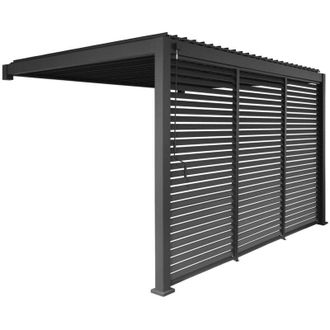 Sweeek Pergola bioclimatique aluminium adoss&eacute;e 4x3m + 3 persiennes 130cm anthracite Triomphe
